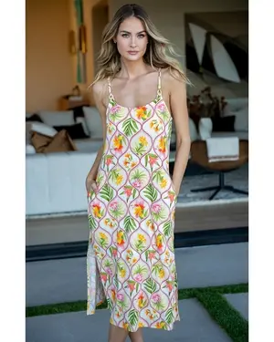 La Blanca Palm Raffia Ring Dress - Multi