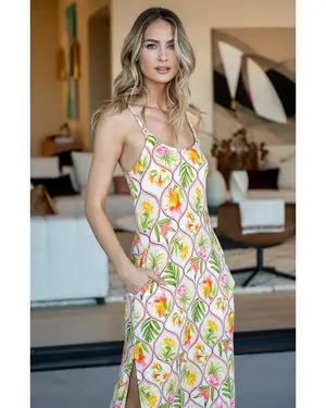 La Blanca Palm Raffia Ring Dress - Multi