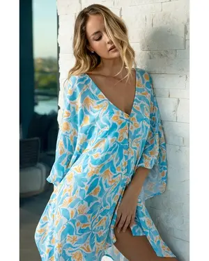 La Blanca Handkerchief Hem Caftan