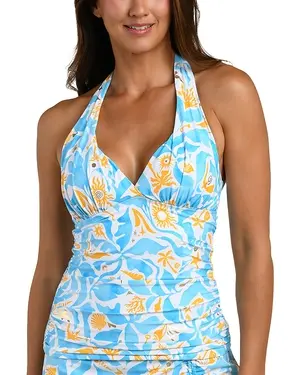 La Blanca Trinket Halter Goddess Tankini - Sky