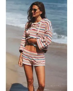 L'Agence Amiya Stripe Cover-up Shorts
