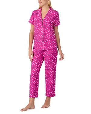 Kate Spade New York Jersey Short Sleeve Cropped Pajama Set Exclusive - Pink Print