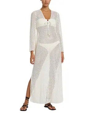 JETS Stretch Lace Maxi Kaftan Cover Up - Cream