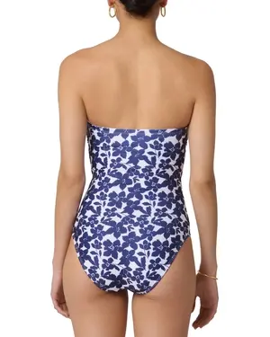 Shoshanna Tie Belt Strapless One Piece Swimsuit