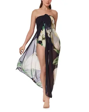 GOTTEX Yuri Flower Pareo Swim Cover-up - Black/cream