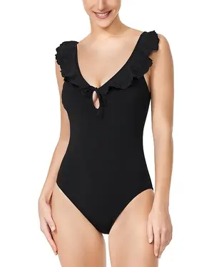 GOTTEX Plunge Neck One Piece Swimsuit - Black