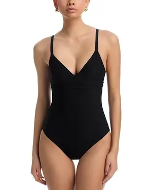 STYLEST Dreamsculpt Push Up Plunge One Piece Swimsuit - Caviar