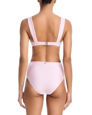 Simkhai Teya High-waisted Ruched Bikini Bottom - Tulip