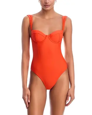 Simkhai Kyle Bustier One Piece Swimsuit - Lobster