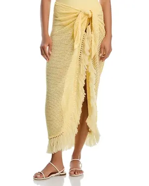 Simkhai Katerina Knit Wrap Midi Skirt Swim Cover-up - Buttercream