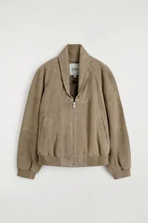 Cos Shawl-collar Suede Bomber Jacket - Beige