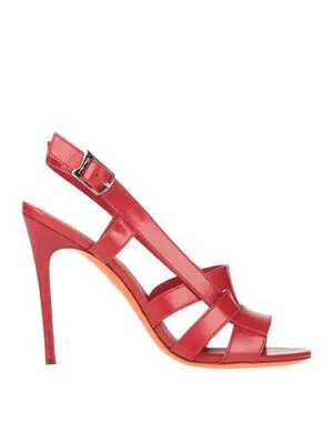 Santoni Leather Stiletto Sandals - Red