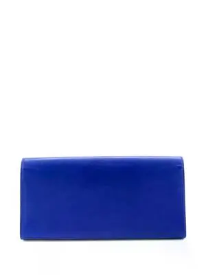 Saint Laurent Classic Monogram Leather Long Clutch Bag - Blue