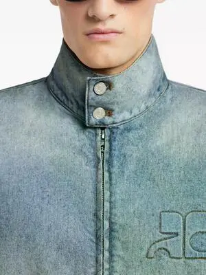 COURREGES Stand-up Collar Denim Jacket - Blue