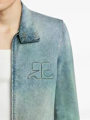 COURREGES Stand-up Collar Denim Jacket - Blue