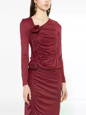 Farm Rio Floral-embellished Blouse - Red