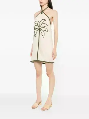 Farm Rio Embroidered Mini Dress - Neutrals