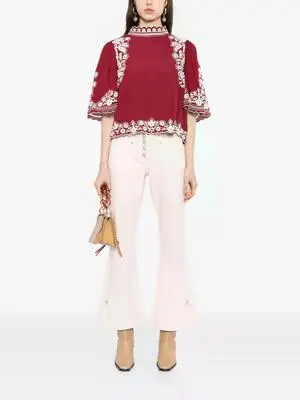 Farm Rio Floral-embroidered Blouse