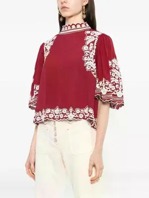 Farm Rio Floral-embroidered Blouse