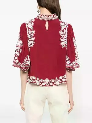 Farm Rio Floral-embroidered Blouse
