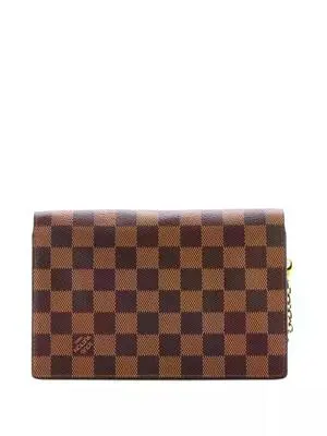 LOUIS VUITTON Vavin Chain Wallet Nm Damier With Leather Crossbody Bag - Black