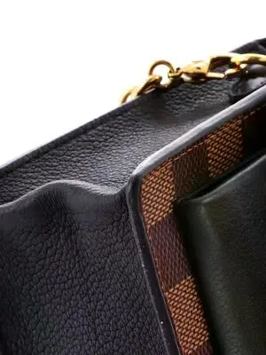 LOUIS VUITTON Vavin Chain Wallet Nm Damier With Leather Crossbody Bag - Black