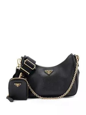 Prada Re-edition 2005 Saffiano Leather Shoulder Bag - Black