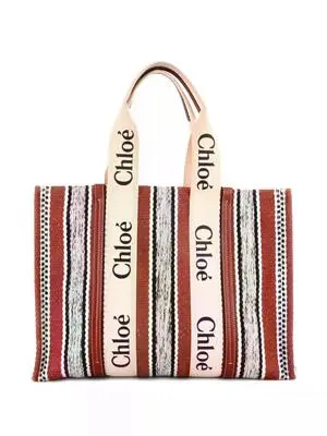 Chloé Woody Striped Large Tote Bag - Neutrals