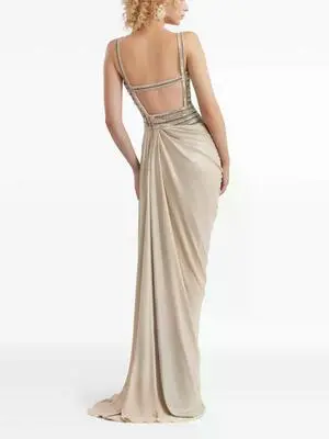 GEMY MAALOUF Squared-neck Beaded Gown