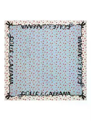 Dolce & Gabbana Floral-print Ribbon Scarf - Blue