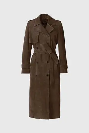 Mackage Gael-su Maxi Suede Trench Coat - Umber