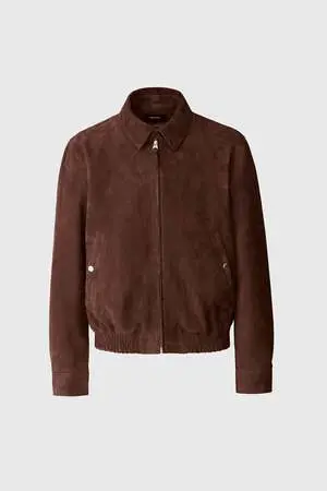Mackage Giovanni-su Suede Bomber Jacket - Umber