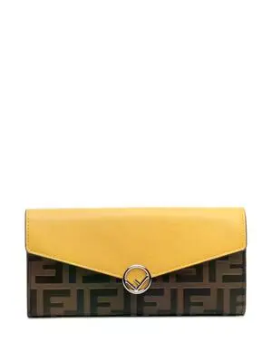 Fendi 2010-2025 Bicolor Ff 1974 Embossed Leather F Is Continental Envelope Wallet Long Wallets - Brown