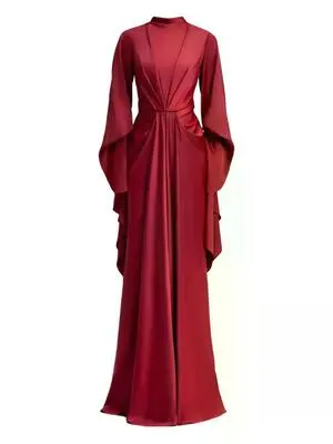 GEMY MAALOUF Draped-waist Ruffled-sleeve Maxi Dress
