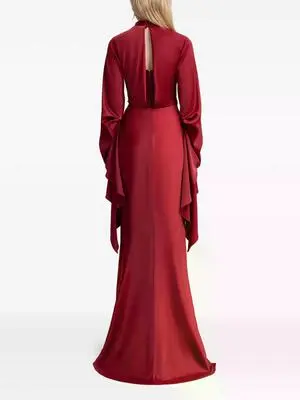 GEMY MAALOUF Draped-waist Ruffled-sleeve Maxi Dress
