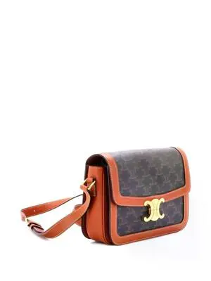 Celine Triomphe Coated Canvas Medium Shoulder Bag - Brown