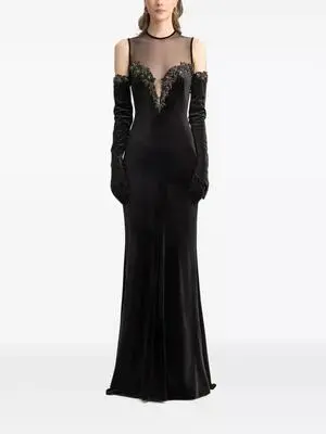 GEMY MAALOUF Bead-embellished Velvet Gown