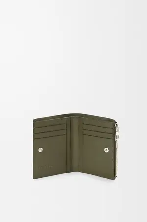 Loewe Slim Compact Wallet In Soft Grained Leather Skin - Khaki Green