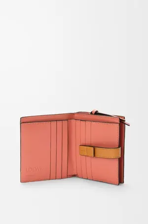Loewe Compact Zip Wallet In Soft Grained Leather Skin - Light Oat/honey
