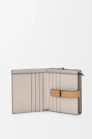 Loewe Compact Zip Wallet In Soft Grained Leather Skin - Taupe/gold