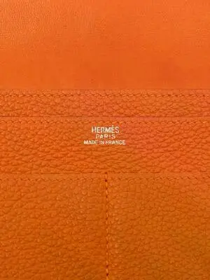 Hermès 2004 Clemence Dogon Duo Wallet Gm Long Wallets - Orange