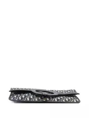 Dior Fold Over Oblique Canvas Clutch Bag - Blue