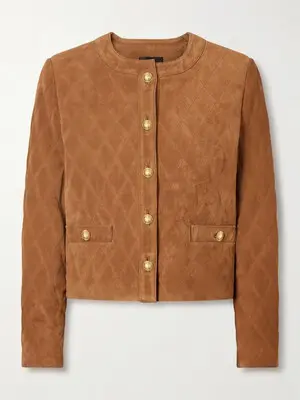 NILI LOTAN Amy Quilted Suede Jacket
