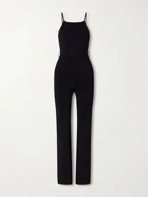 COURREGES Belted Smooth-crepe Jumpsuit - Black