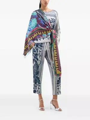 PIERRE-LOUIS MASCIA Floral And Geometric Print Long Sleeve Blouse - Blue