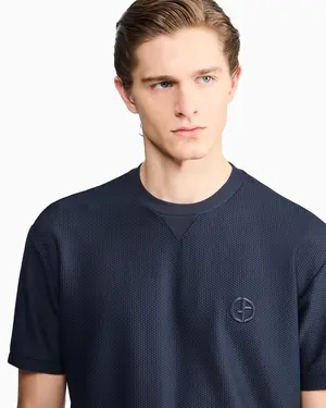 Giorgio Armani Technical Waffle T-shirt - Navy Blue