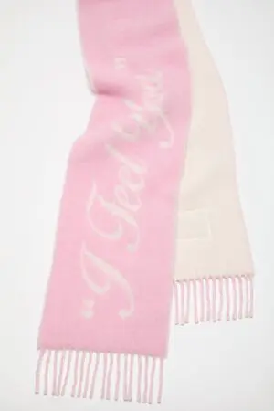 Acne Studios Wool Fringed Scarf - Old Pink,white