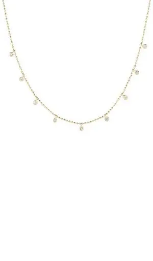 STONE AND STRAND Teeny Dangling Diamond Bead Chain Necklace - Gold & Diamond