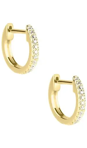 STONE AND STRAND White Diamond Pave Huggie Earrings - Gold & Diamond
