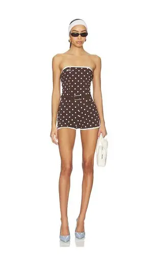 ROWEN ROSE Polka Dots Bustier Mini Jumpsuit